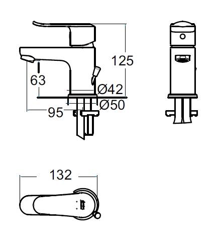 A-0701-100 ก๊อกผสมอ่างล้างหน้า รุ่นนีโอ โมเดิร์น (พร้อมสะดือและสต็อปวาล์ว)