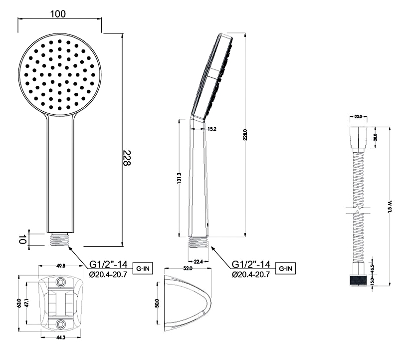 FS-9116-SP หัวฝักบัว 1 ฟังก์ชั่น พร้อมสายและขอแขวน*คลิกดูรายละเอียด ...