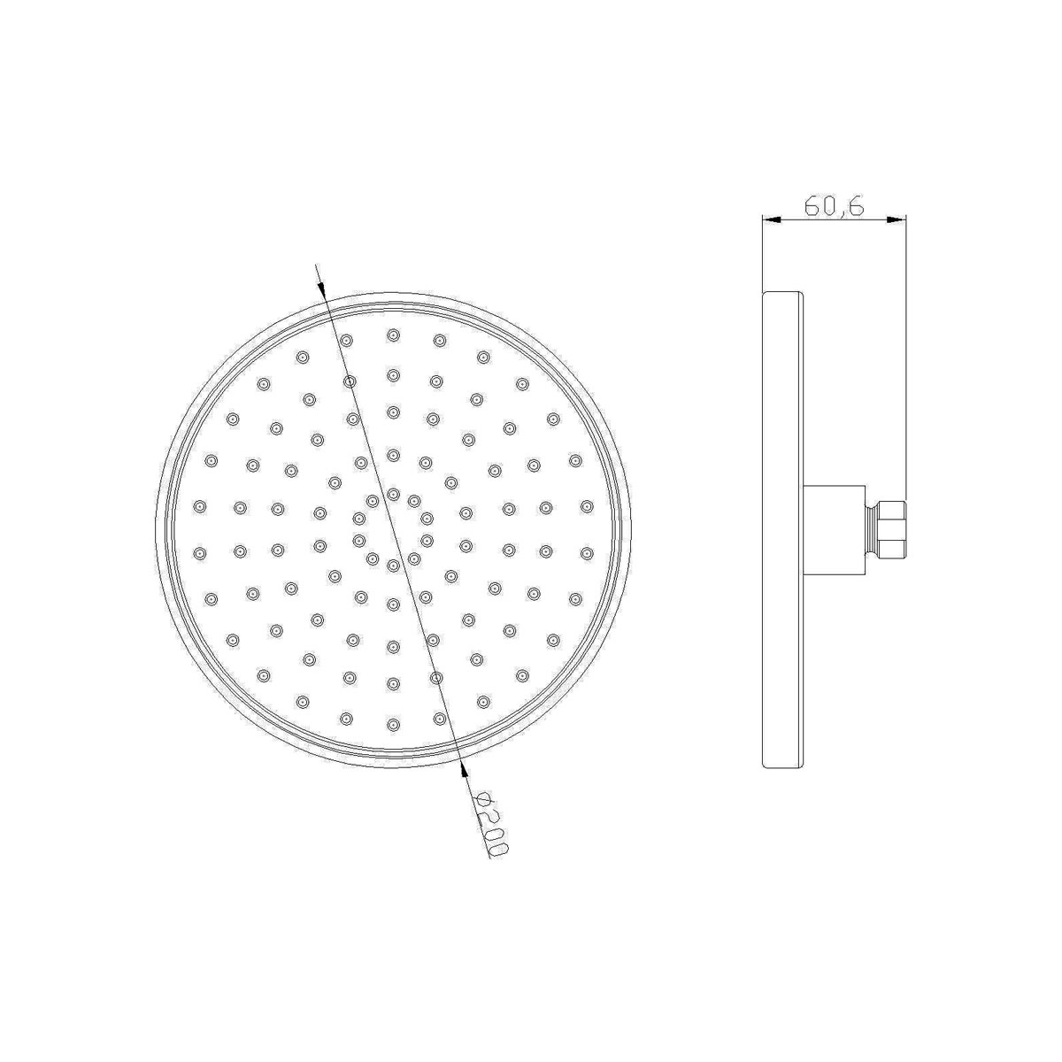 RA KP04 เฉพาะหัวฝักบัวก้านแข็งทรงกลม หน้าเงา ขนาด 20 ซม.*คลิกดูรายละเอียดเพิ่มเติม