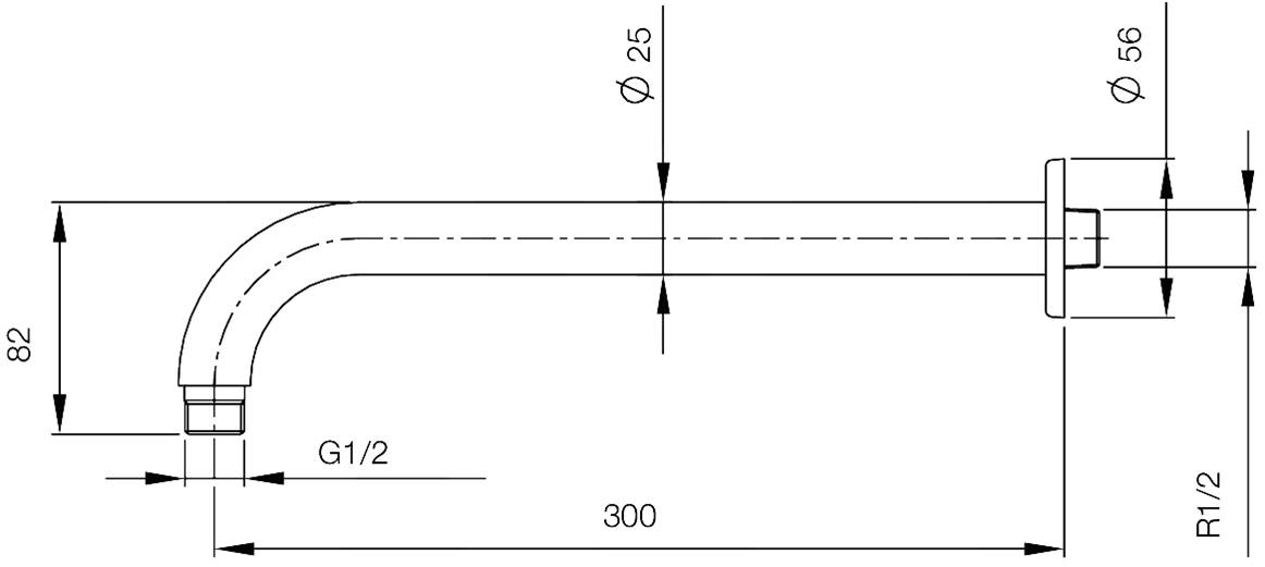 WS-8911 ก้านต่อหัวฝักบัว ยาว 30 ซม. แบบติดผนัง ยี่ห้อ WS