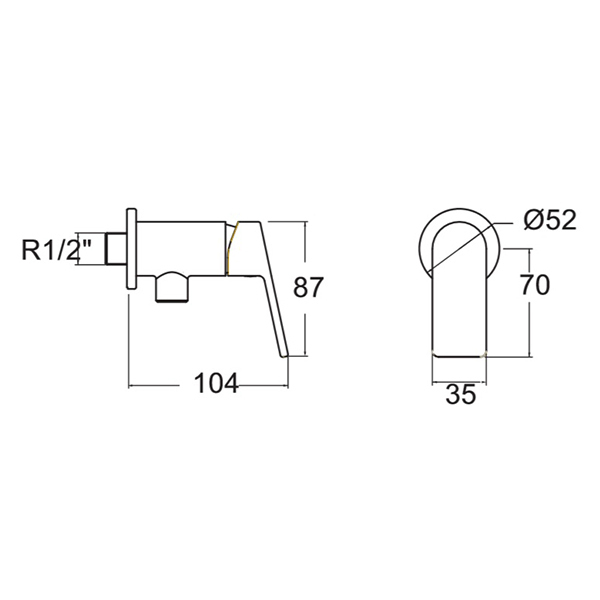 A-J54-10 ก๊อกน้ำเย็นยืนอาบแบบติดผนัง รุ่น Lift