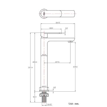 BF-165HMB ก๊อกเดี่ยวอ่างล้างหน้าทรงสูง แบบก้านโยก (สีดำ) HANG *คลิกดูรายละเอียดเพิ่มเติม