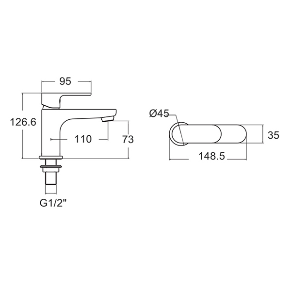 A-J55-10 ก๊อกน้ำเย็นอ่างล้างหน้า รุ่น Arc (ไม่รวมสะดืออ่าง)
