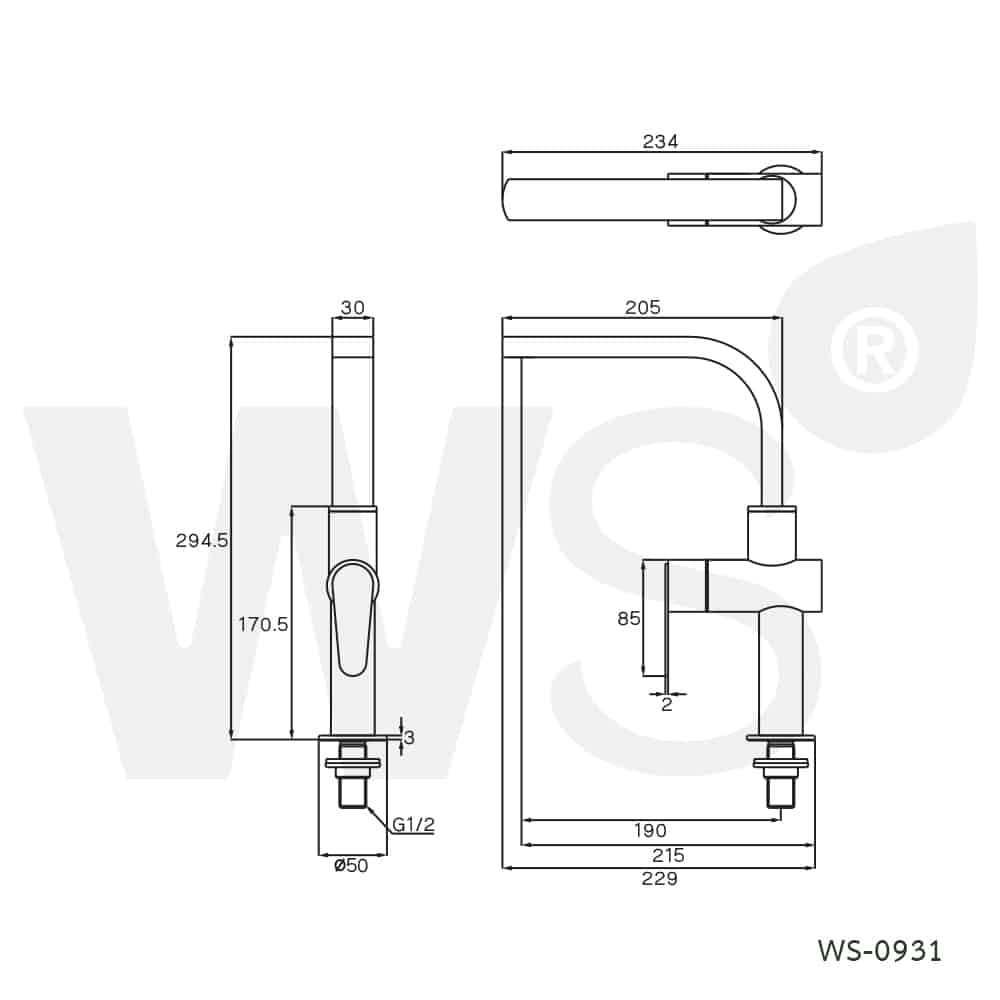WS-0931 ก๊อกซิงค์เดี่ยว แบบตั้งพื้น รุ่น BLENDE