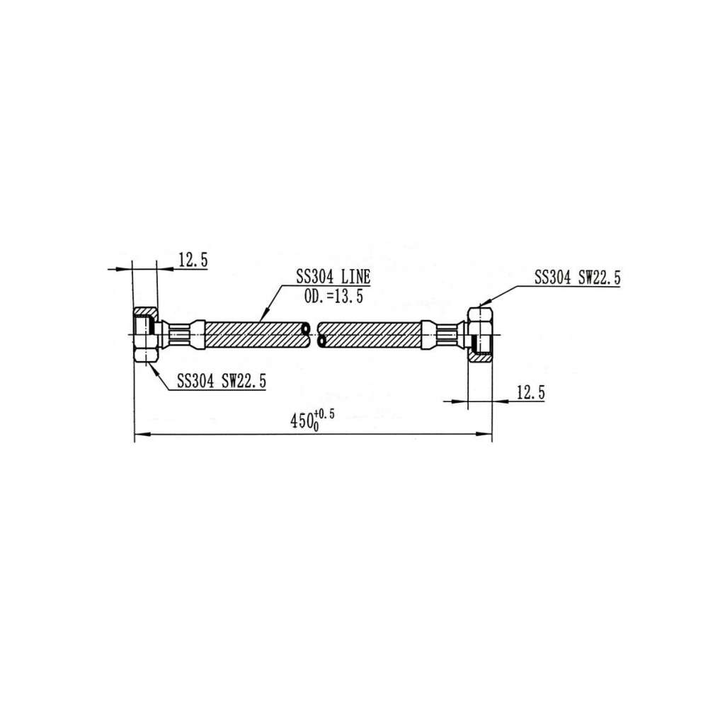 BN 450045 สายน้ำดีขนาด 1/2 x 1/2 นิ้ว ยาว 45 ซม./18 นิ้ว